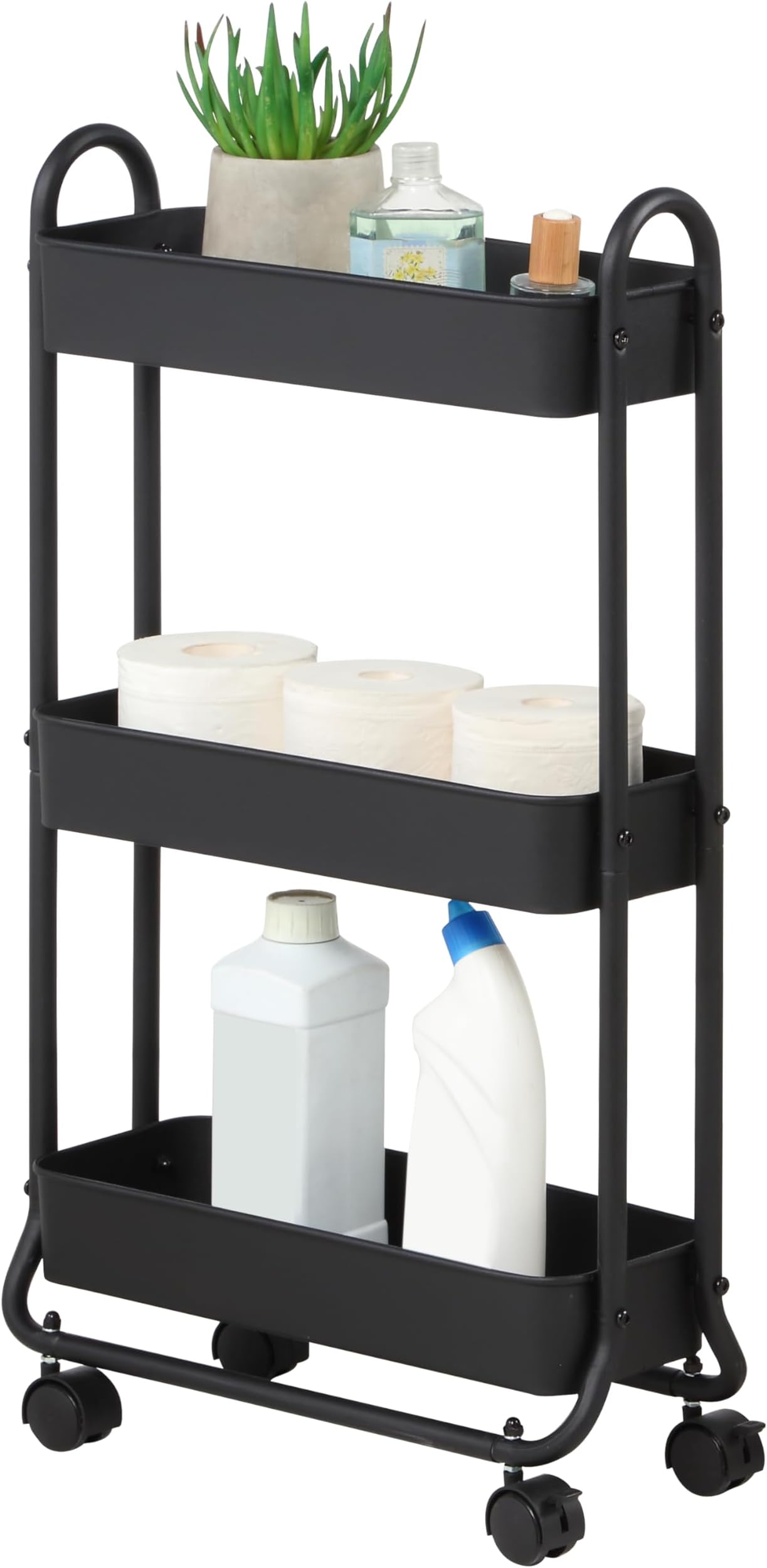 Amazon.com: SunnyPoint Slim Rolling Storage Cart, 3 Tier Bathroom ...