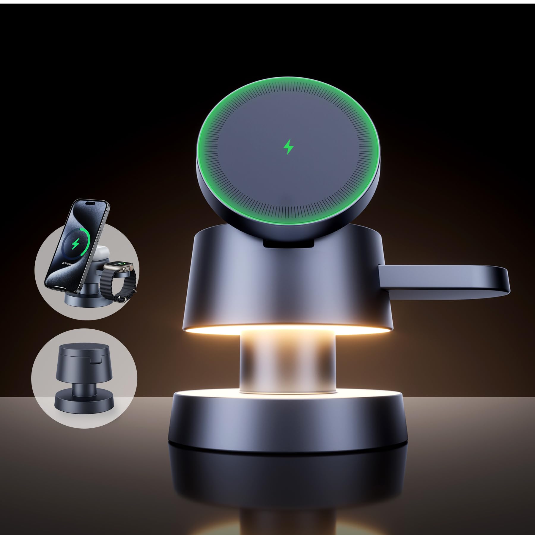 Amazon.com: Sonzoll 4 in 1 Wireless Charging Station with Night-Lamp ...