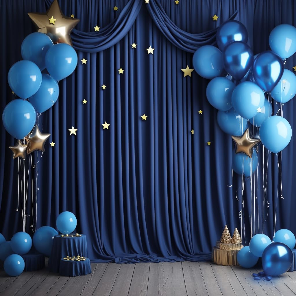 Amazon.com: 10 ft x 10 ft Wrinkle Free Navy Blue Backdrop Curtains ...