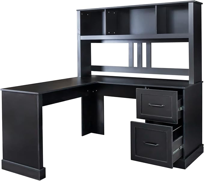 Amazon.com: WERSMT L Shaped Computer Desk with Drawers Corner Desk ...