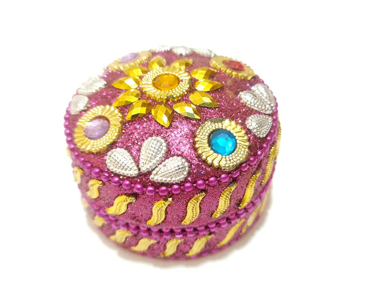 Buy Krishna Creation G Hand Made Round shape Design Kumkum Sindur Box ...