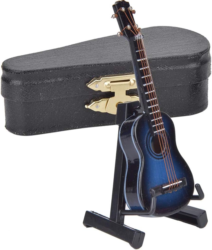 Amazon.com: Dselvgvu Wooden Miniature Electric Guitar with Stand and ...