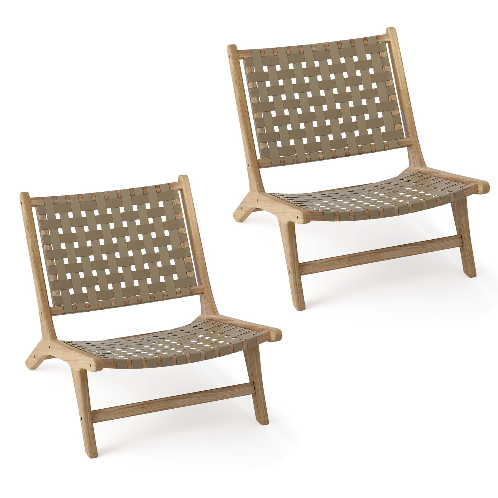 Amazon.com: Giantex Woven Accent Chair Set of 2, Boho Mid Century ...