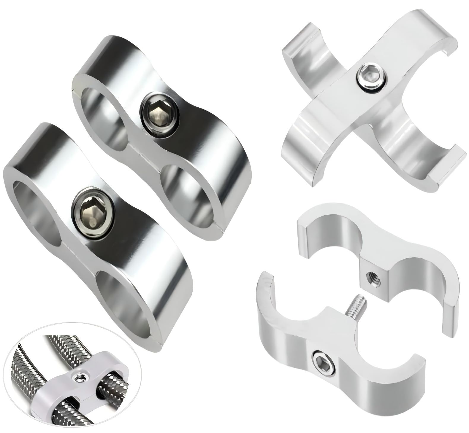 Amazon.com: 6AN Double-Hole Hose Separator Clamp, Fuel Line Mounting ...