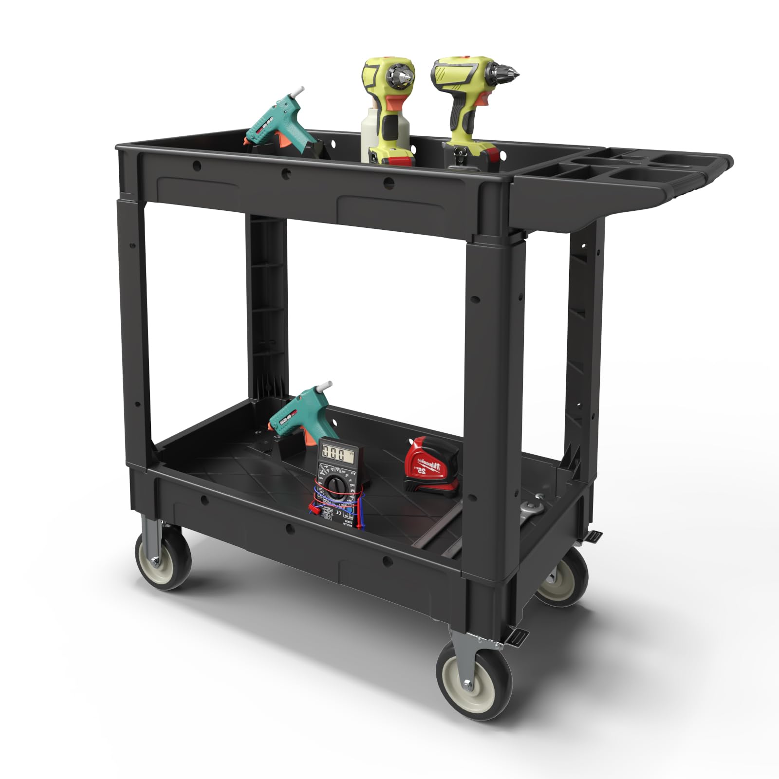Amazon.com: Plastic Tool Cart on Wheels, 2-Shelf Utility Service Cart ...