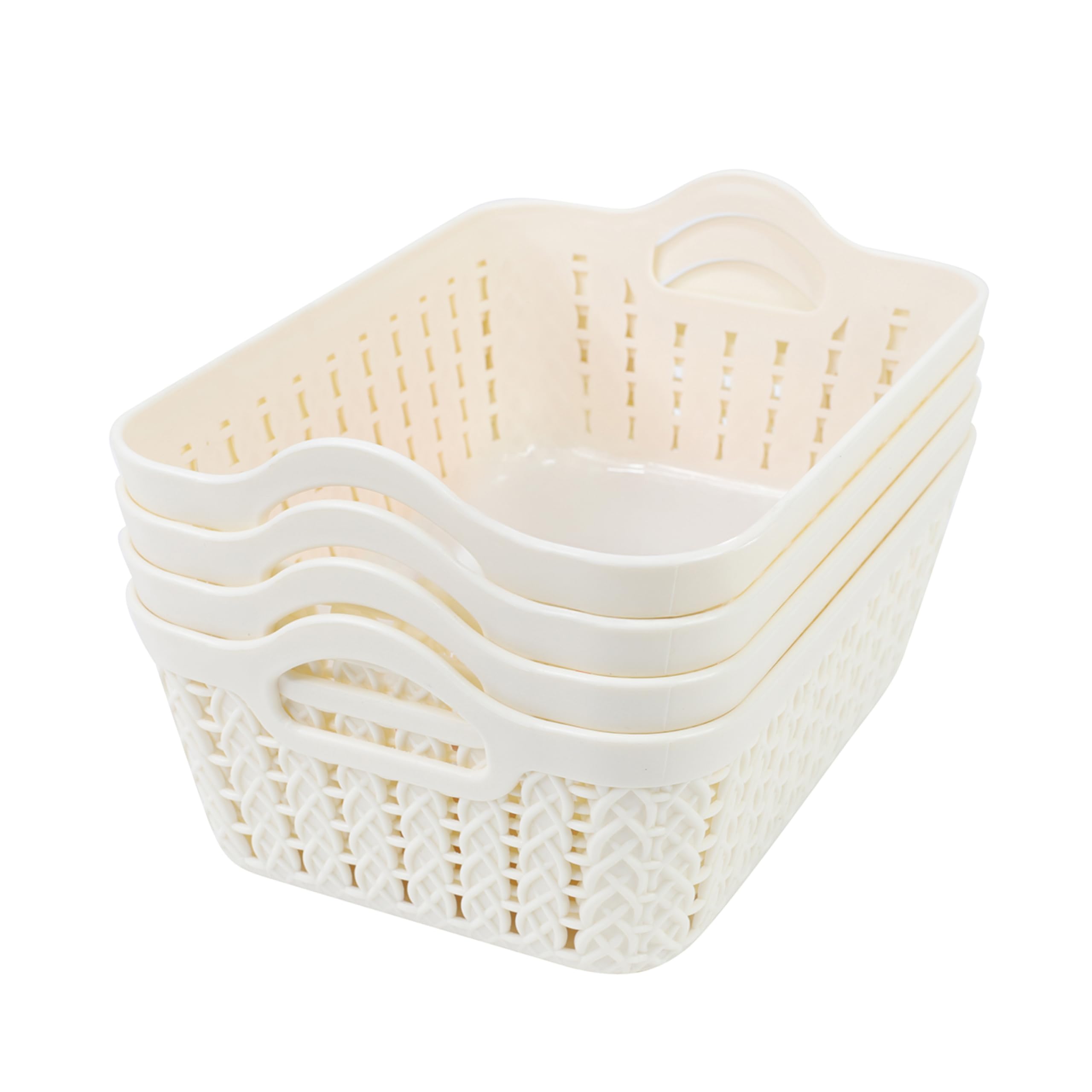 YONOVO Plastic Storage Baskets - 4 Piece Shelf Organizers Set, Durable ...