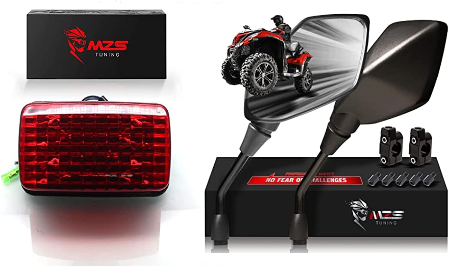 Amazon.com: MZS ATV Mirrors + Tail Light Compatible with Big Bear Bruin ...