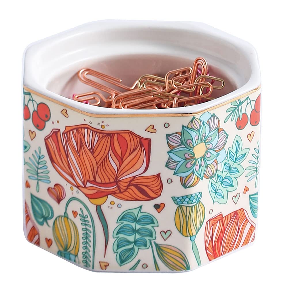 Amazon.com : YOSCO Paper Clip Holder Ceramic Octagon Marbling Paper ...
