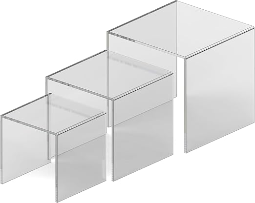 Amazon.com: CLEAR-AD PLASTICS Acrylic Display Risers - Small Plastic ...