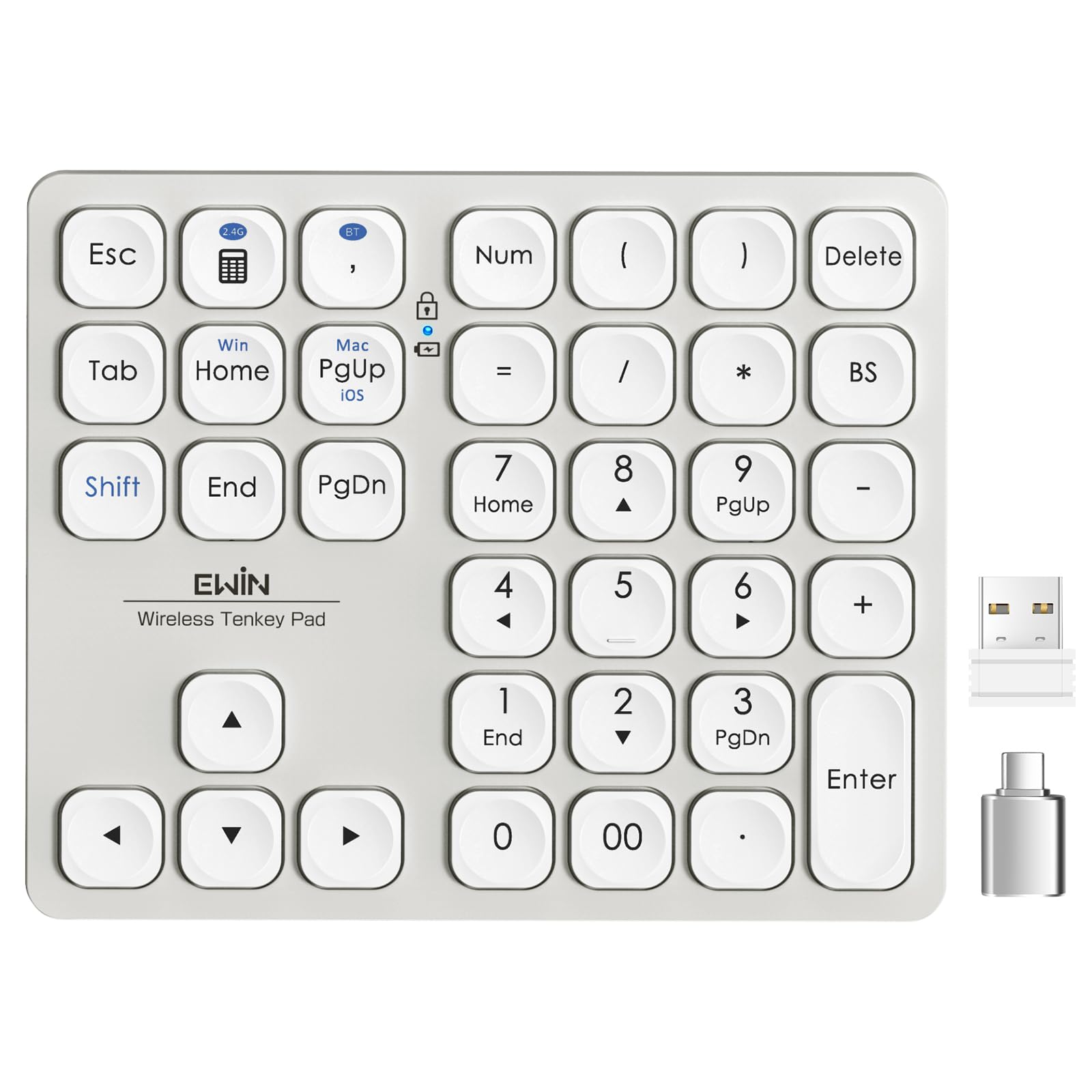 Amazon.co.jp: Ewin Numeric Keyboard, Bluetooth/2.4G Connection ...