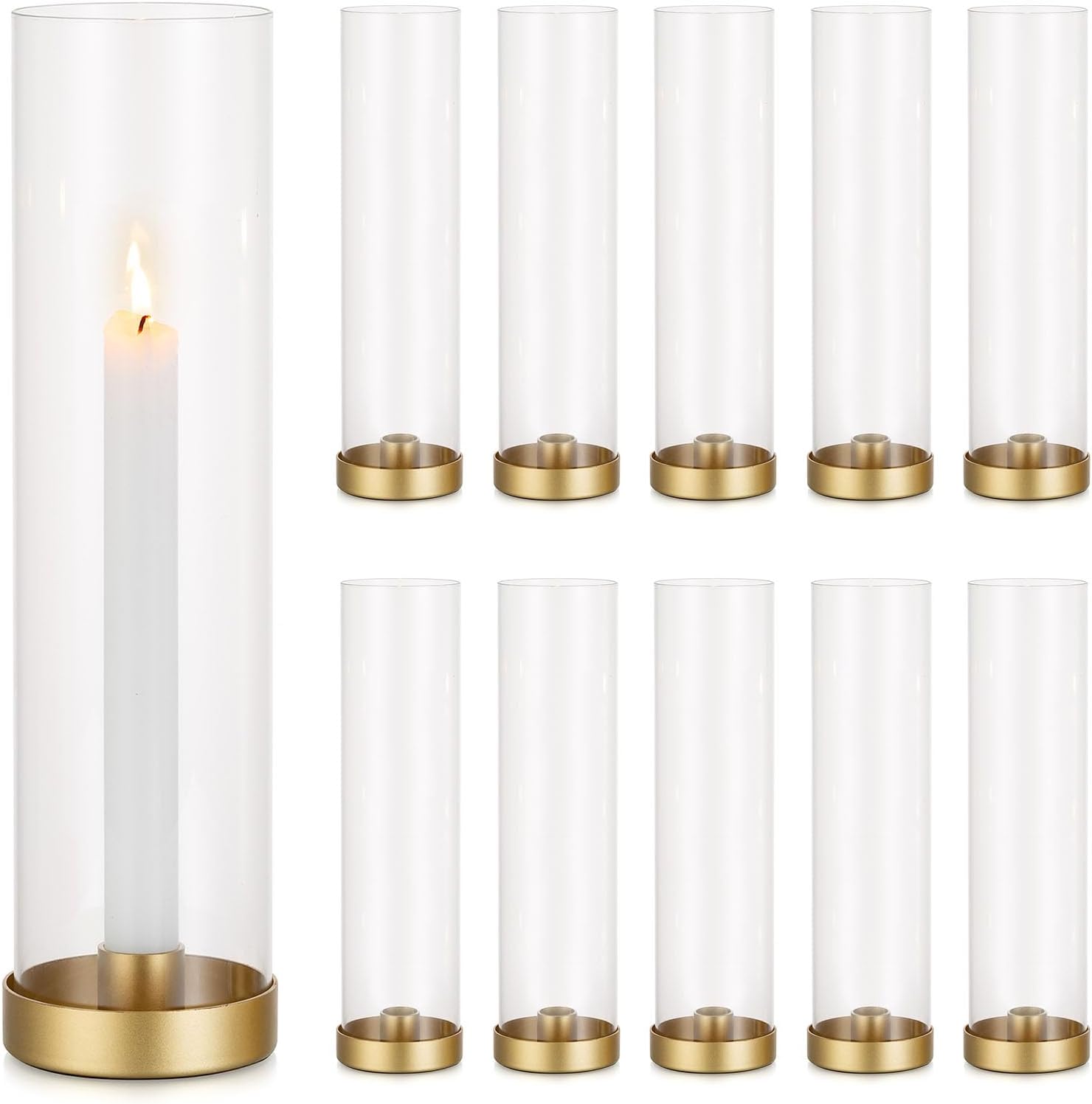 Amazon.com: NUPTIO Candlestick Holder with Fluted Hurricane: Set of 6 ...