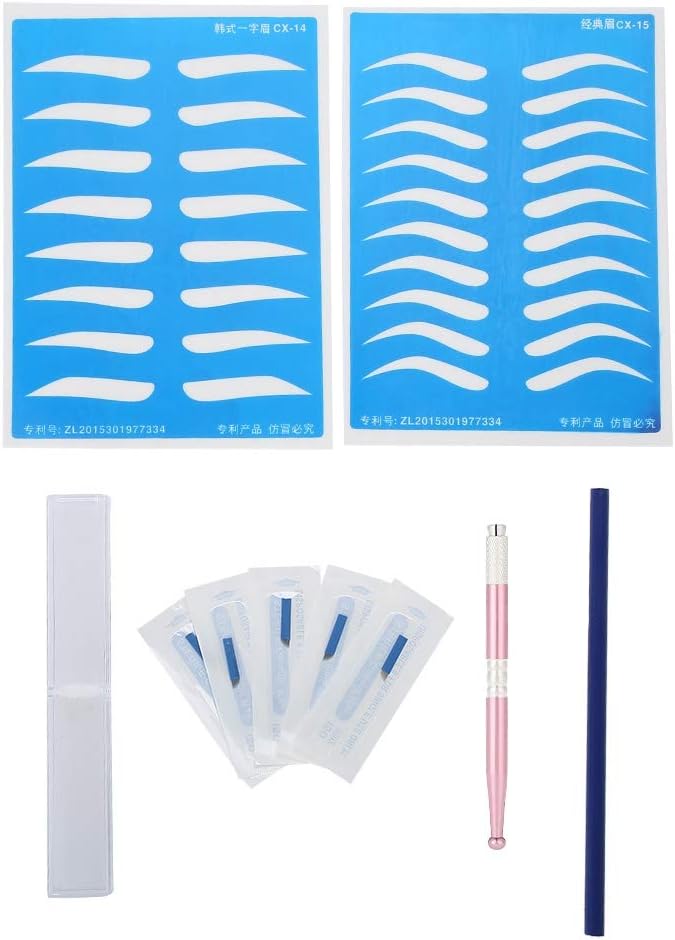 13 Types Microblading Eyebrow Tattoo Kit Practice Skin Needle Pigment ...