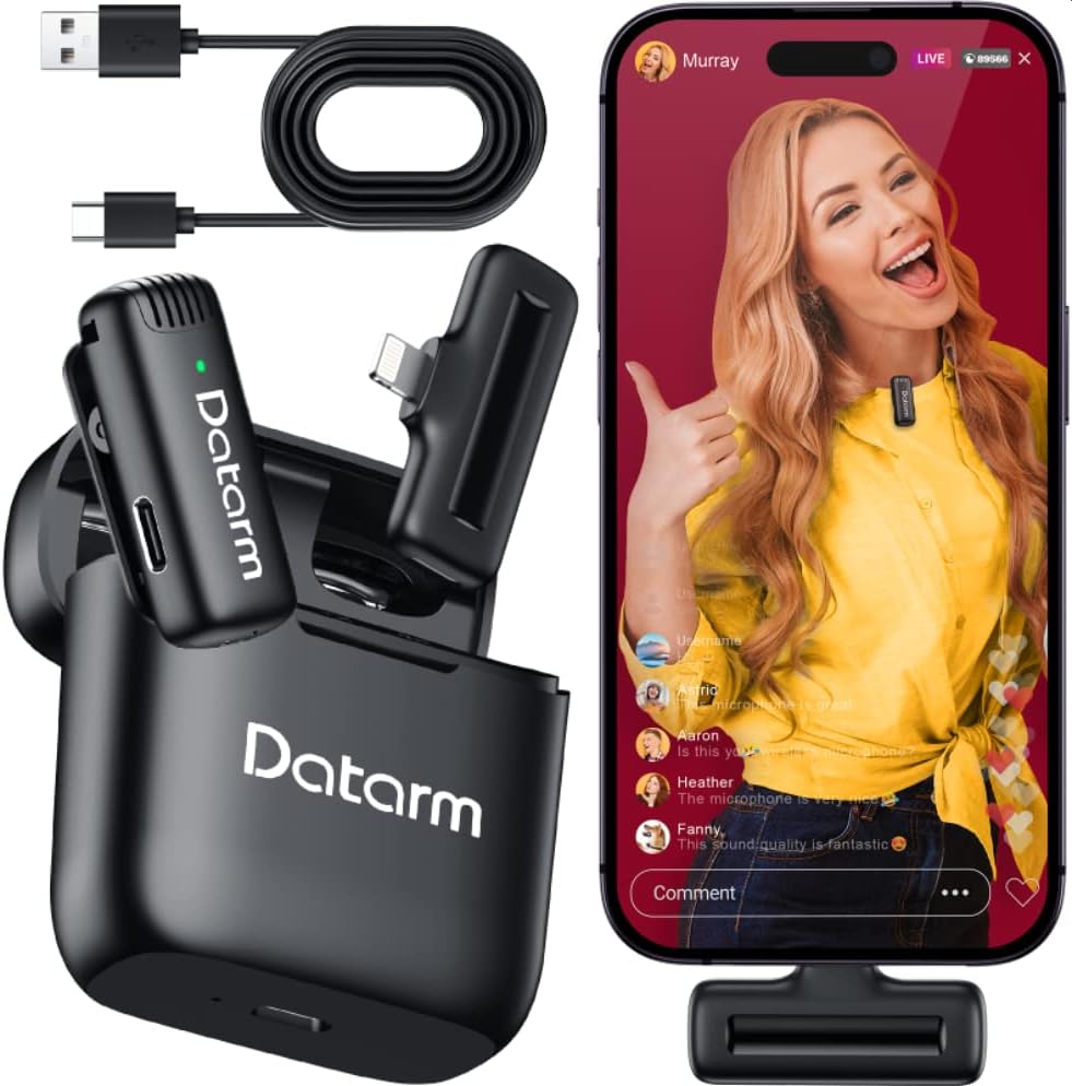 Amazon.com: Datarm Wireless Lavalier Microphone for iPhone/iPad, Plug-Play Lapel Microphone ...