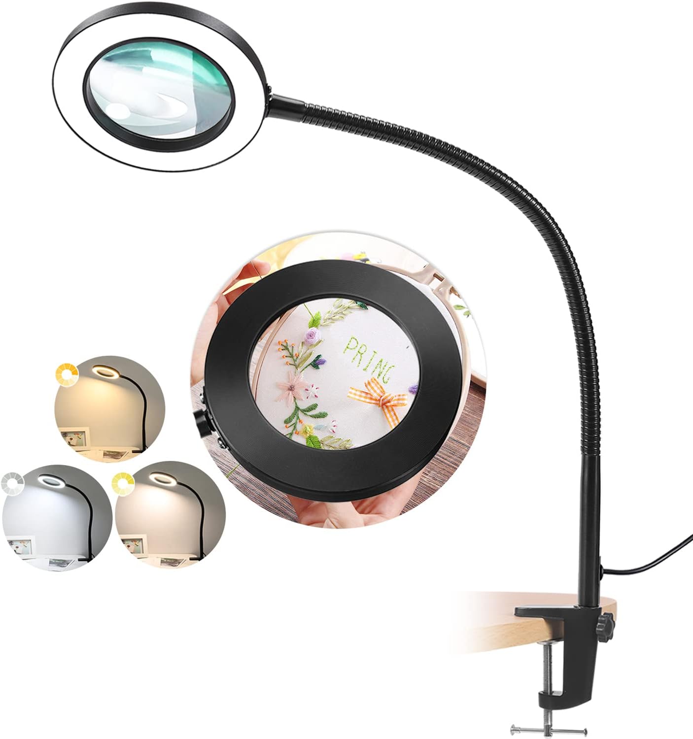 Amazon.com: LANCOSC 10X Magnifying Glass with Light, Flexible Gooseneck ...