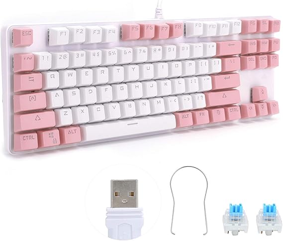 Clavier Rose Gaming mécanique 87 Fournitures Informatiques à Lumière ...