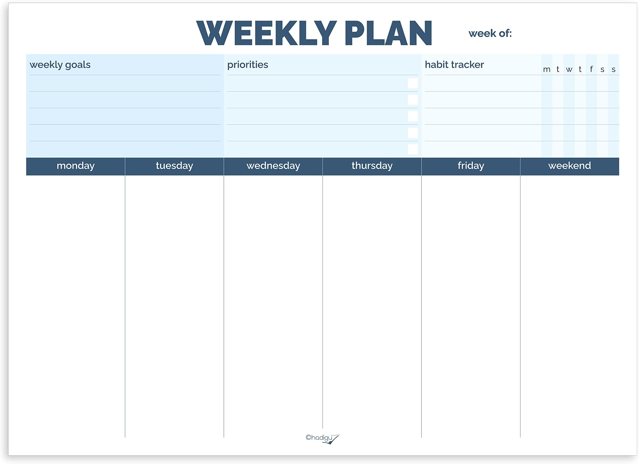 Amazon.com : Bliss Collections Weekly Planner Tear Off Pad, 50 Undated ...