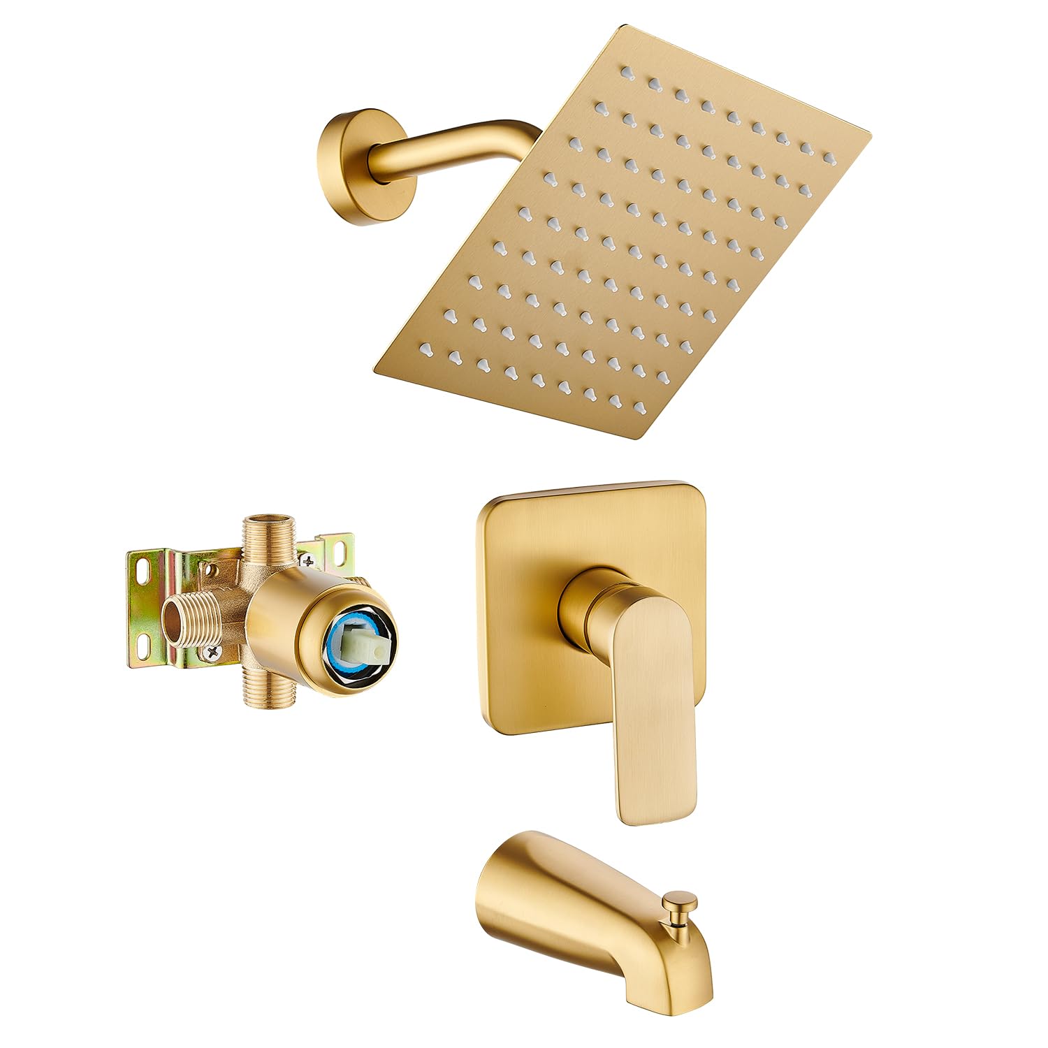 Snapklik.com : Brushed Gold Tub Shower Faucet Set Complete