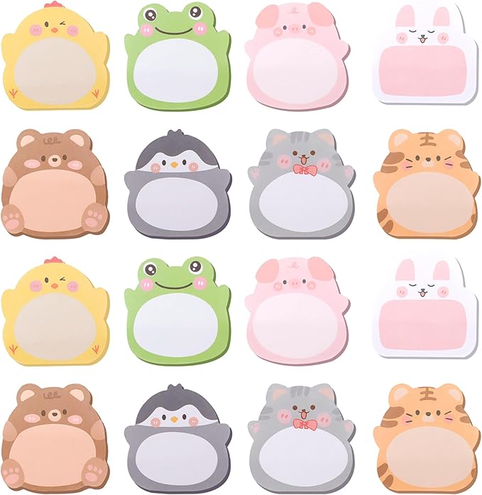 16 Packs Sticky Notes Cartoon Animal, Total 320 Sheets 8 Style Self ...