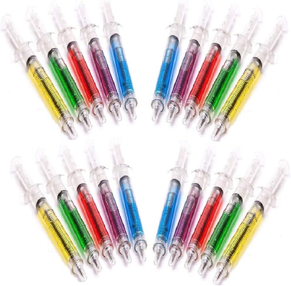 20 Double Value Mixed Colour Novelty Syringe Pens. Black ink bulk value ...