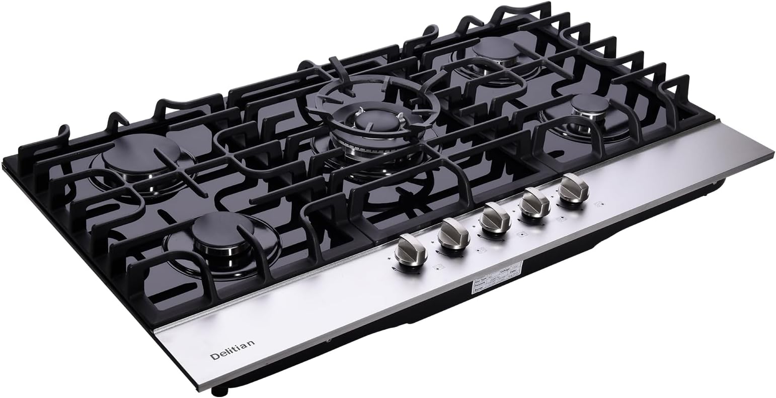Amazon.com: 36 Inch Gas Cooktop DT5189A Tempered Glass Built-in Gas ...