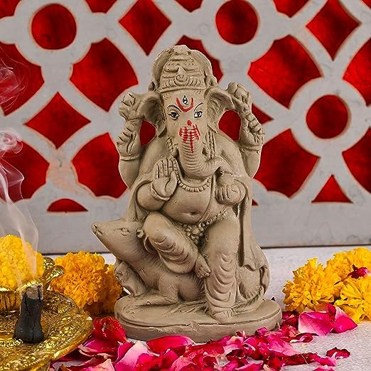 Buy IMAGICART Mitti Ganesh Idol | Eco-Friendly Mud/Clay Mooshak Ganesh ...