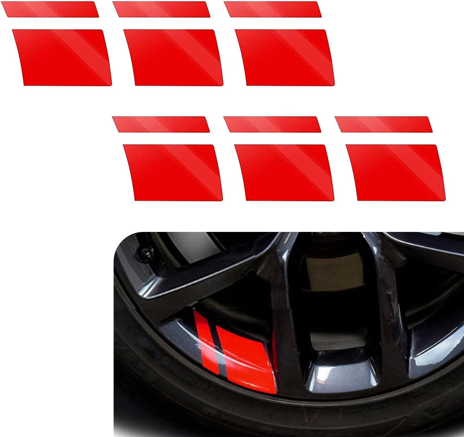 Amazon.com: Flygun Pack-6 Car Wheel Rim Decal, Stripe Reflective ...