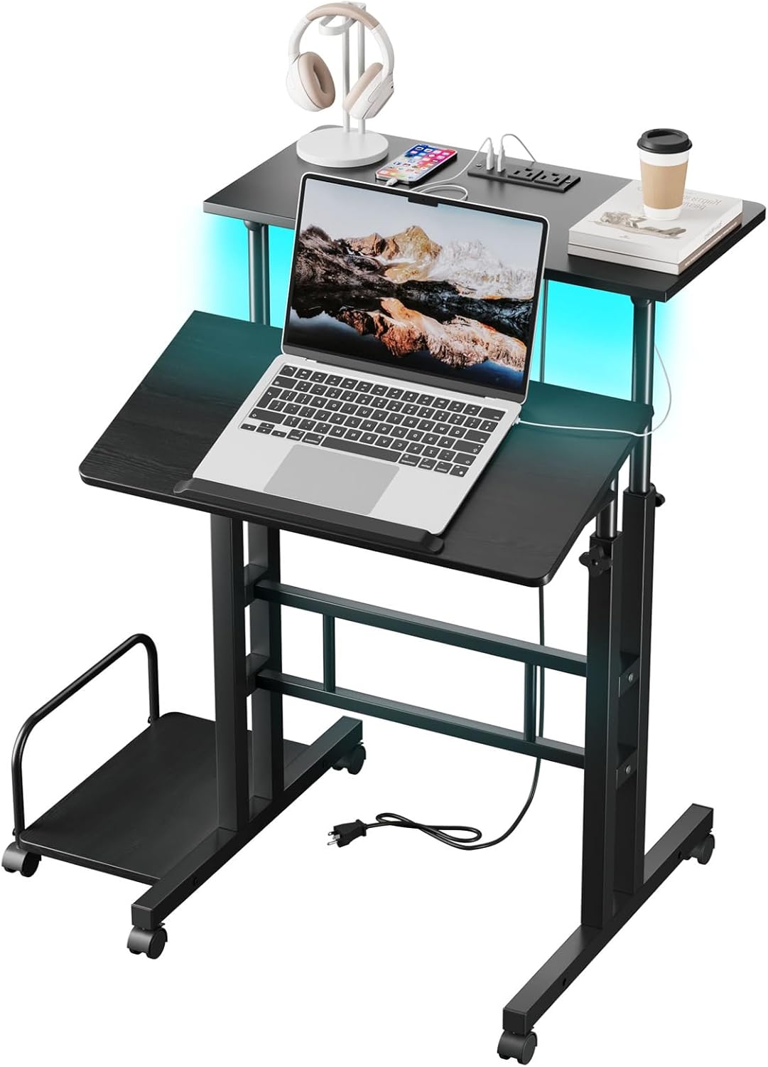 Amazon.com: Dripex Mobile Standing Desk with Power Outlets & Strip ...