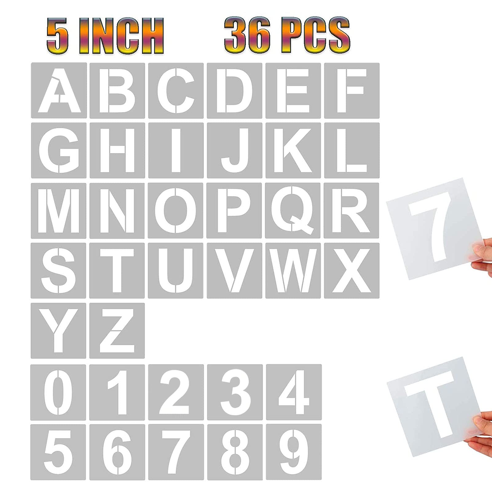 Buy YEAJON 5 Inch Letter Stencils and Numbers, 36 Pcs Alphabet Art ...