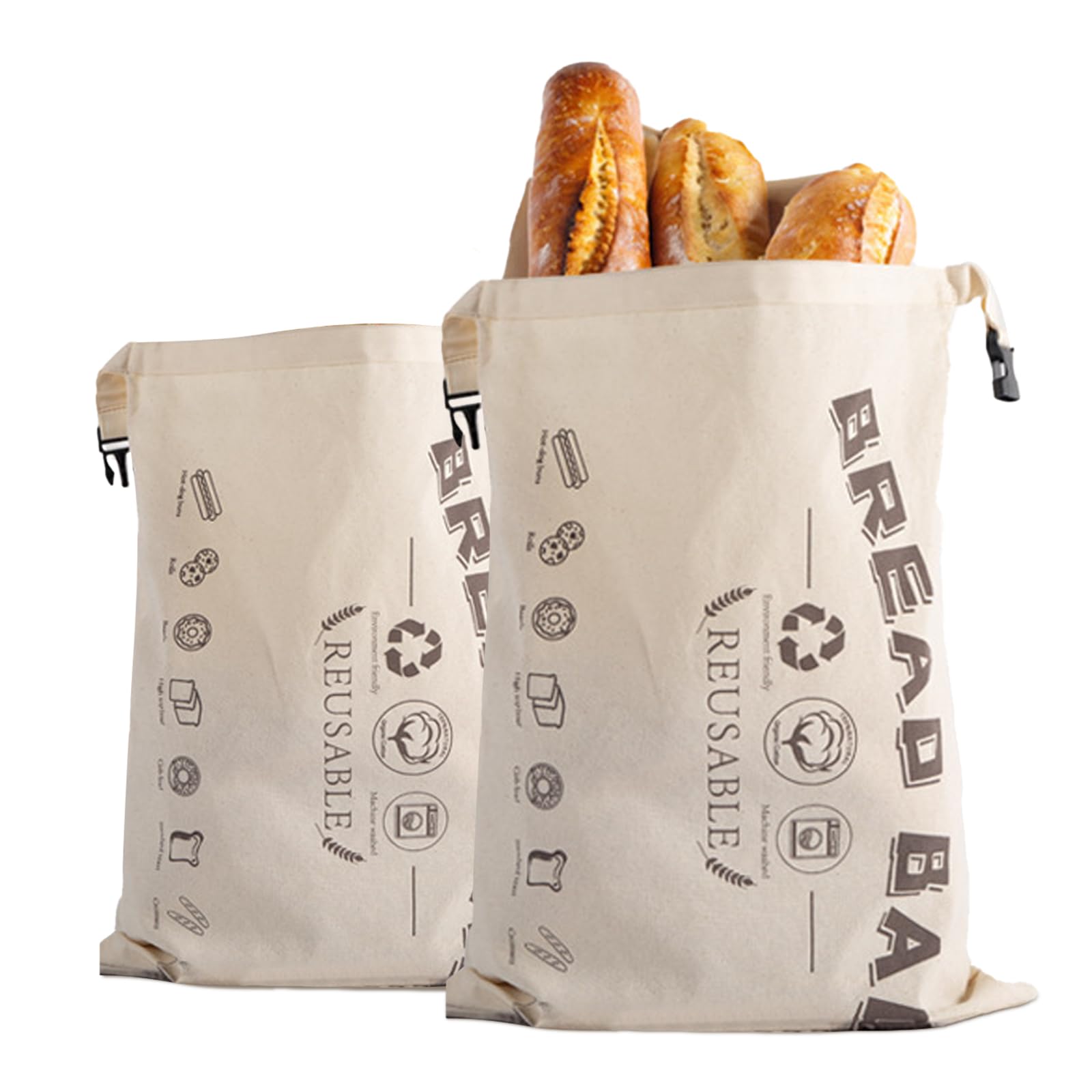 Amazon.com: 2-Pack Bread Bags, Reusable Bread Bags for Homemade Bread ...
