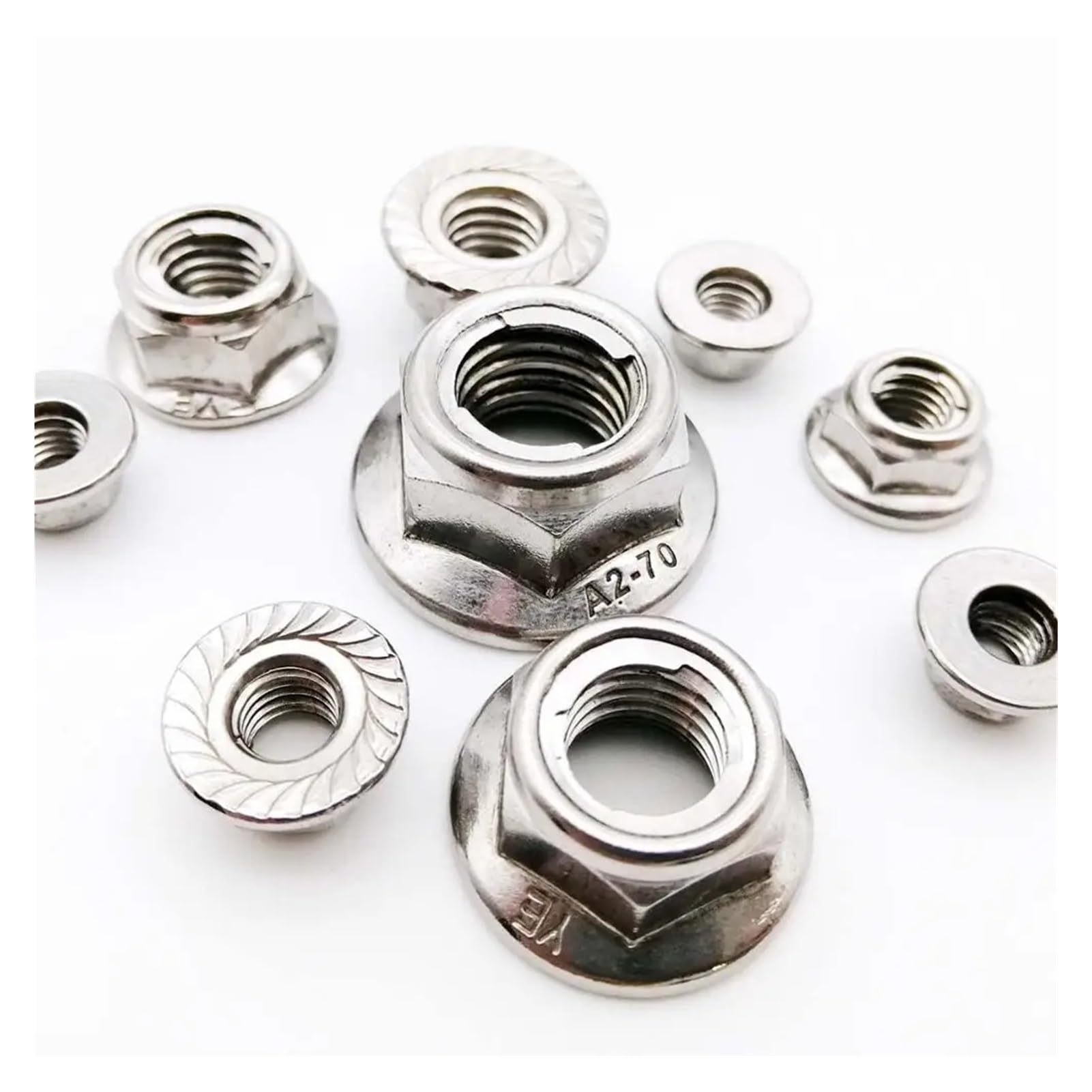 A2 Flange Lock Nuts A2 Stainless Steel Flange Nuts With Nylon Lock - M4 ...