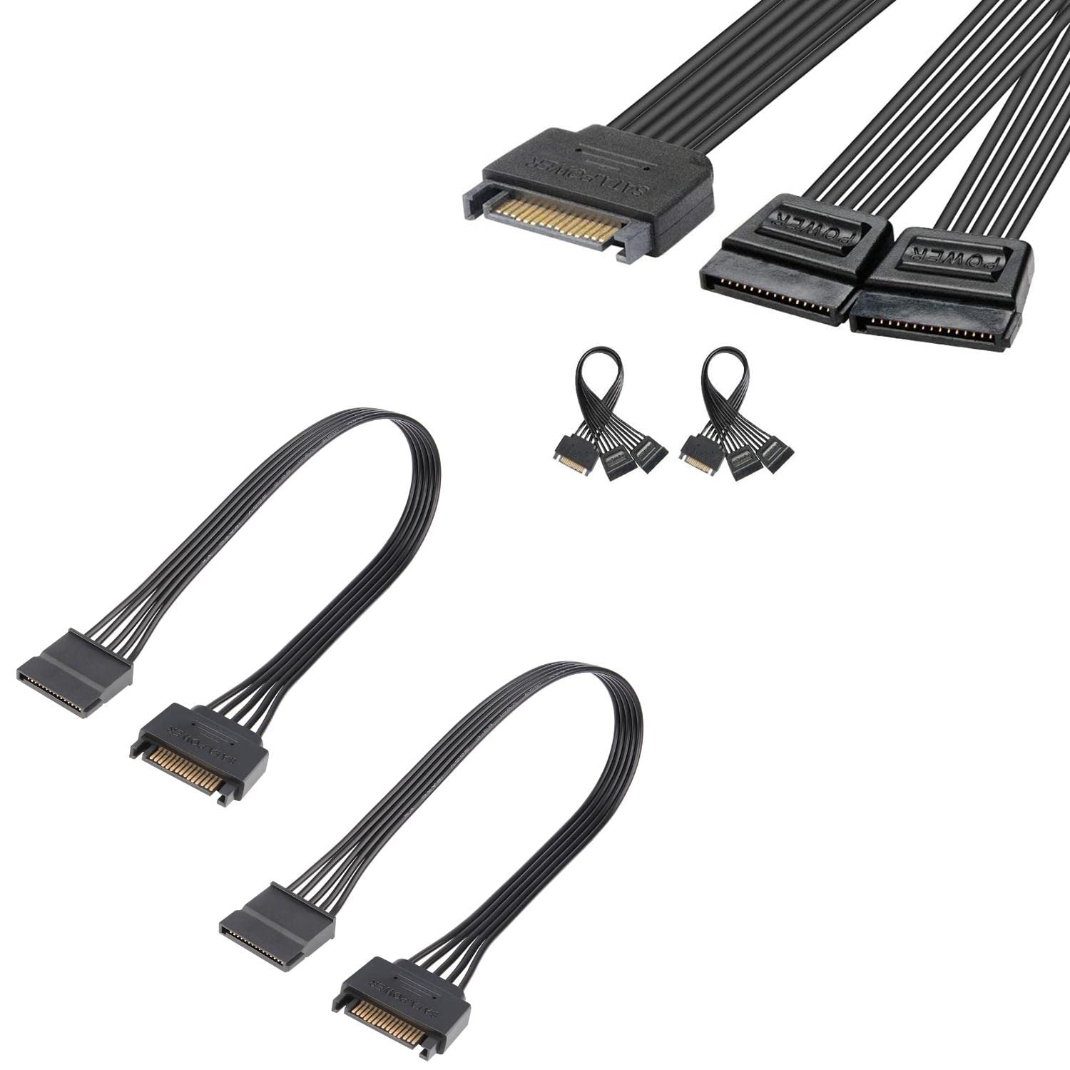 Amazon.com: J&D 15 Pin SATA Power Cable Bundle, 15 Pin SATA Power ...