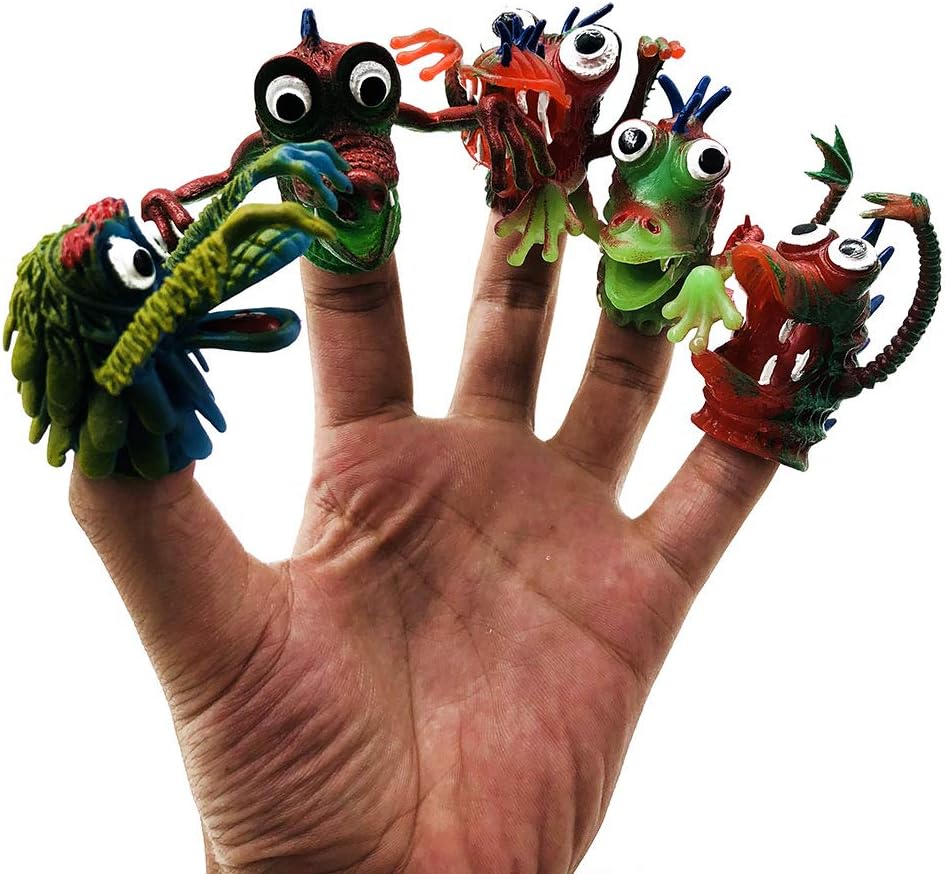 Amazon.com: Christoy Silicone Monster Finger Puppet 5 Pieces Cartoon ...