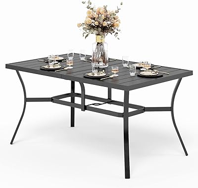 Amazon.com: Dporticus Outdoor Patio 55" Rectangular Dining Table for 6 ...