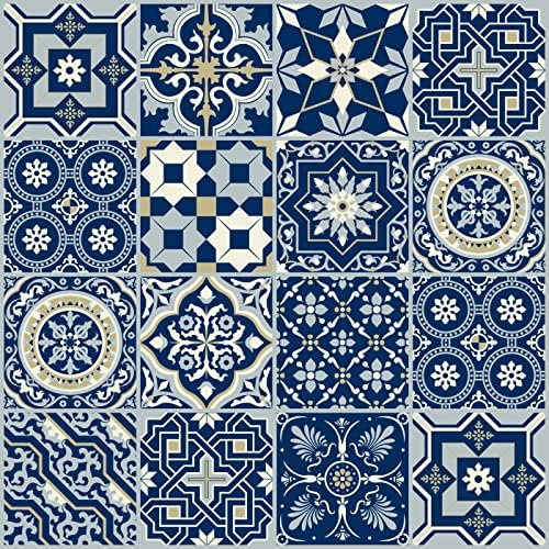 Amazon.com: 24pcs Blue and White Porcelain Tile Sticker Peel Stick ...