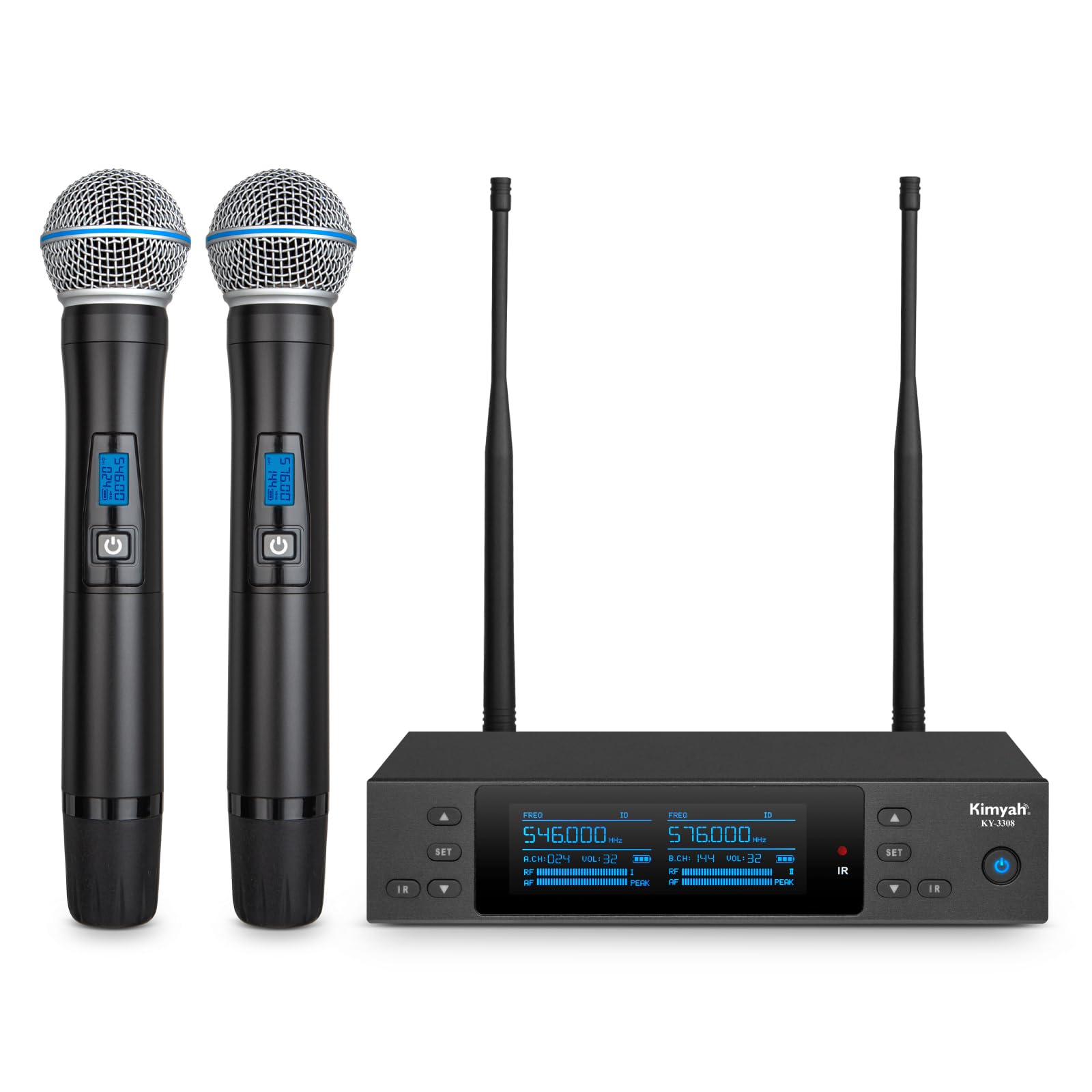 Amazon.com: Kimyah Wireless Microphones System, 2x100 Channels Metal ...