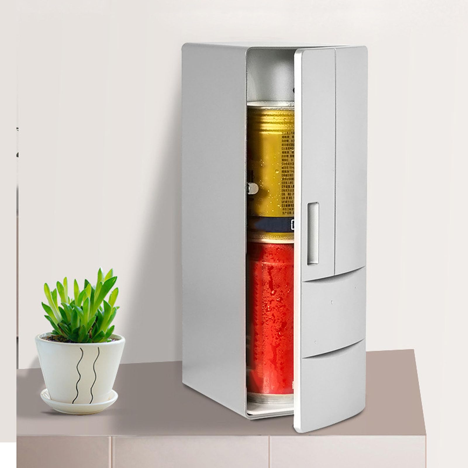 Mini Fridge, 2 Can Portable Refrigerator, 9 X 5 X 3.3inch USB Freezer ...