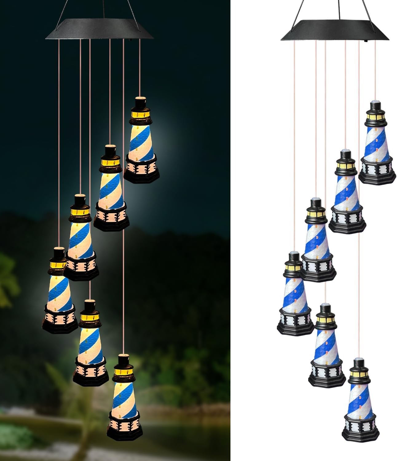 Amazon.com: Lighthouse Wind Chimes Solar Wind Chimes Outdoor Lighthouse ...