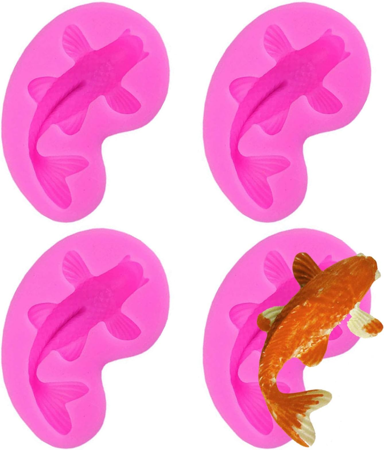 Amazon.com: Fewo 2 Pack 3D Japanese Koi Fish Goldfish Cake Fondant ...