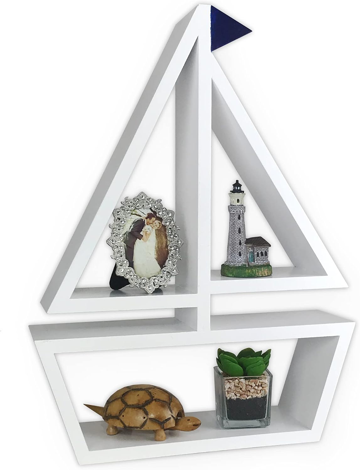 Amazon.com: OllieAire Sailboat Shelf Beach Decor - Ocean, Lake, Sailing ...