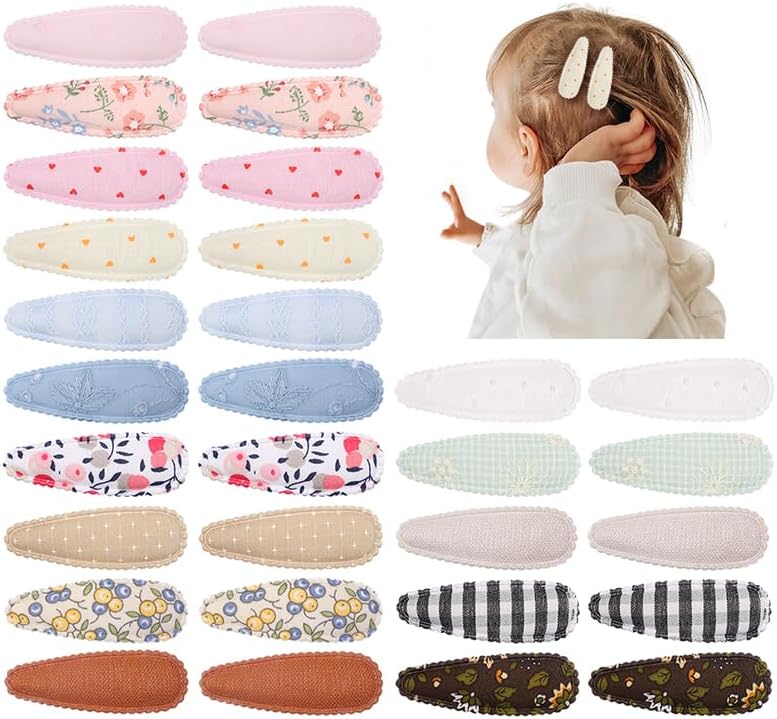 Amazon.com: 20 Pcs Girl Hair Clips Floral Print Toddler Hair Clips Non ...
