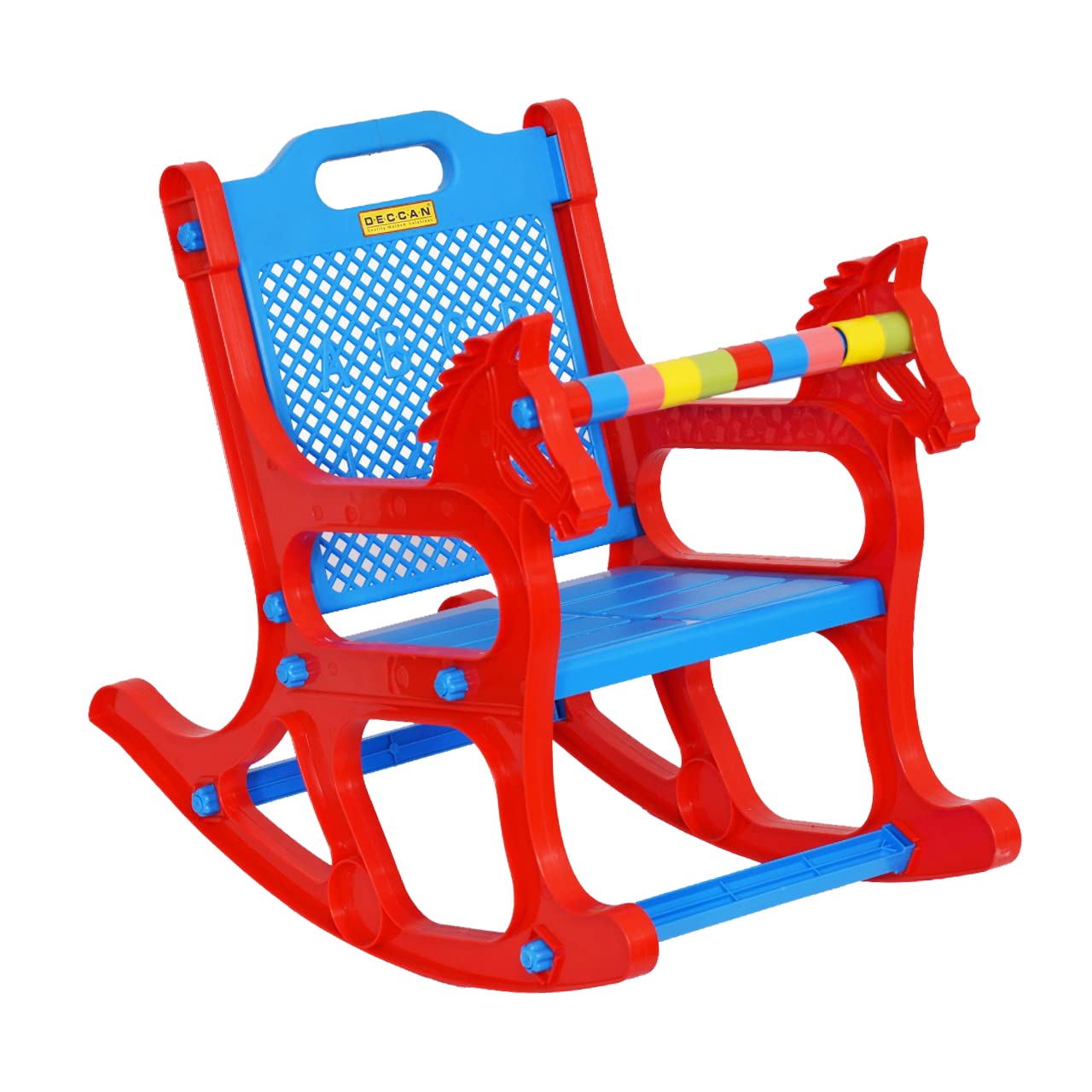 DECCAN PLAST Plastic Gogo Baby Rocking Chair | Red & Blue | Rocker With ...