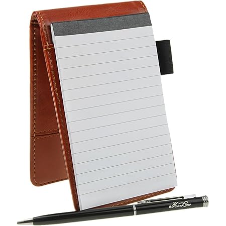 Amazon.com : Small Pocket PU Leather Business Notebook Lined Memo Pad ...