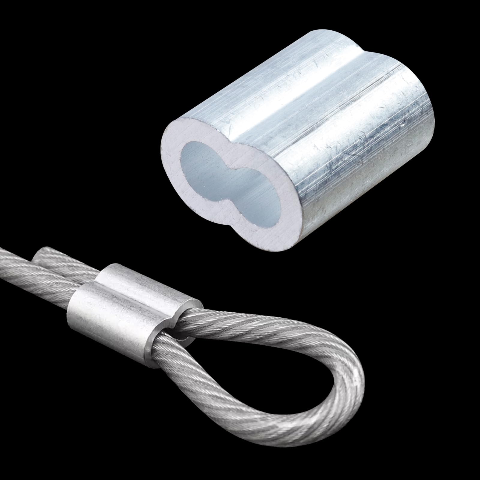 Snapklik.com : Aluminum Crimping Loop Sleeve 20PCS Wire Rope Aluminum ...