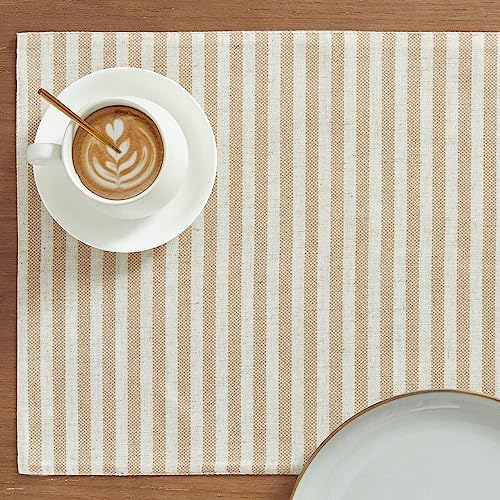 Amazon.com: JINCHAN Linen Striped Placemats Set of 4 Farmhouse Cloth ...