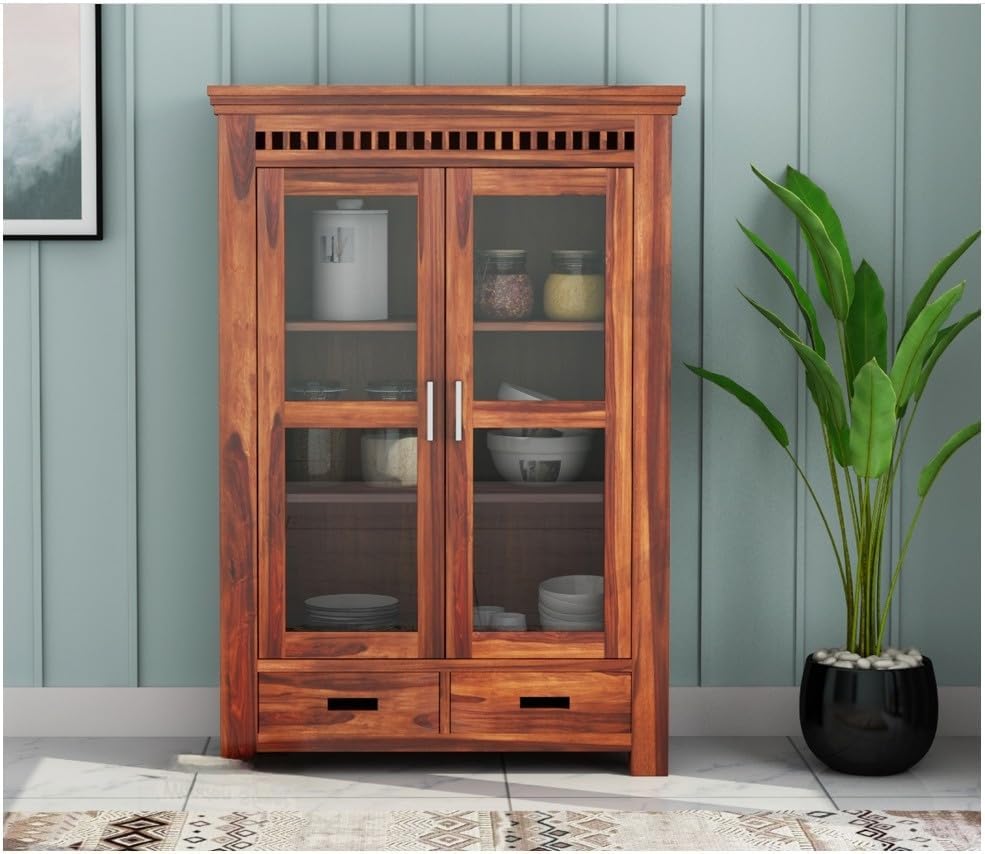 Solid Wooden Crockery Cabinet for Kitchen & Dining Room |sheesham Wood ...