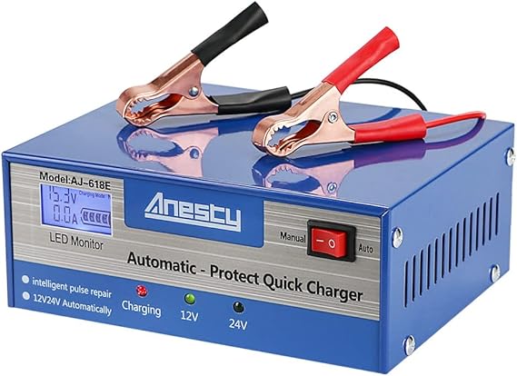 Car Battery Charger, 12V/24V Automatic Car Battery Charging Unit, Smart ...