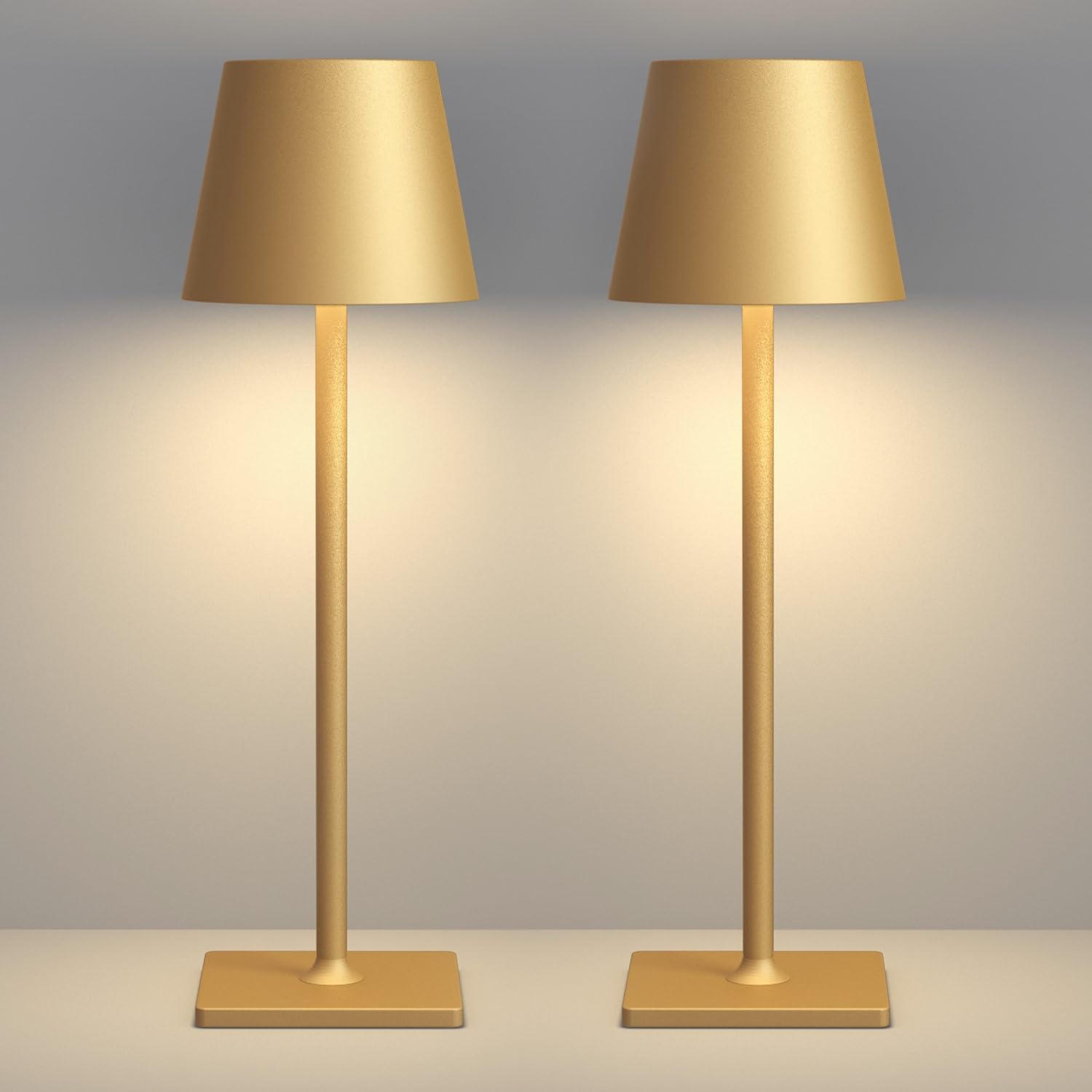 Snapklik.com : 2 Pack Gold Rechargeable Table Lamps, Small Table Lamp