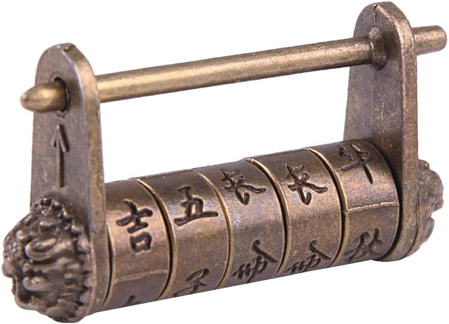 GTHER Antique Vintage Chinese Characters Combination Password Lock ...