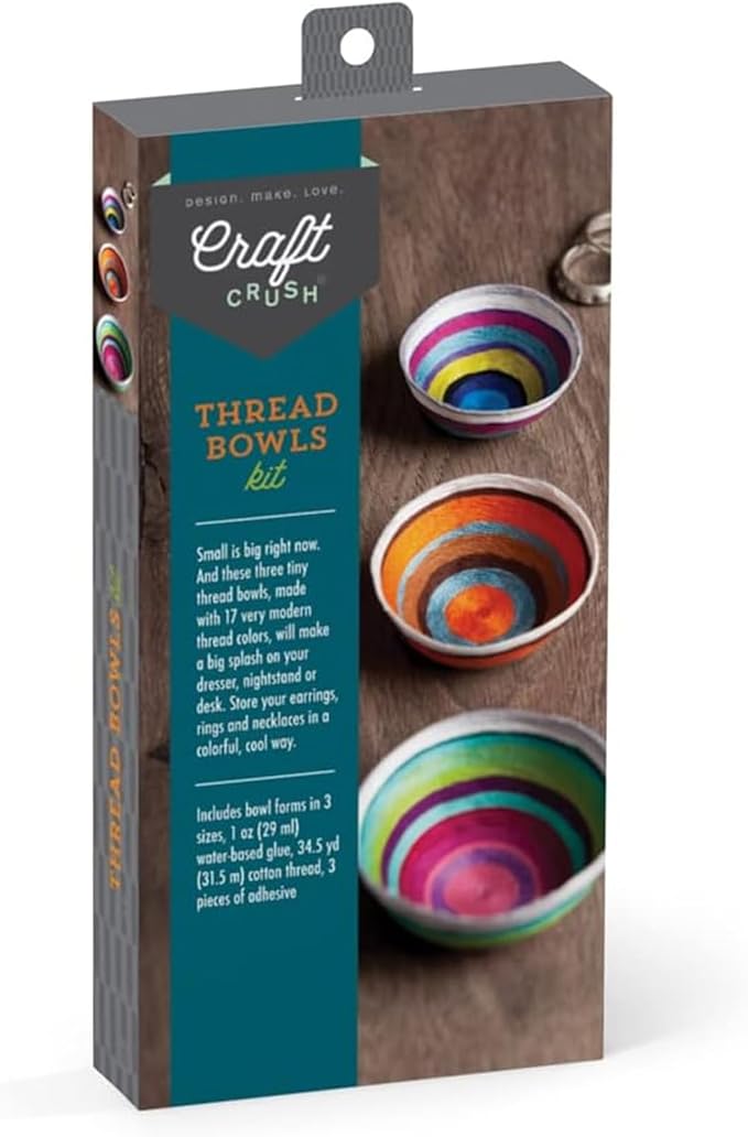 Amazon.com: Craft Crush Cotton Thread Bowl DIY Kit - Create 3 Unique ...