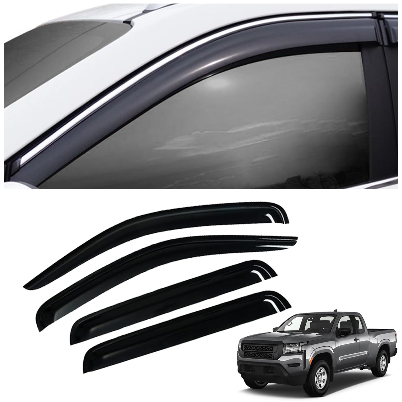 Snapklik.com : SAOKNCE 4 Pieces Tape-on Extra Durable Rain Guards Fit ...